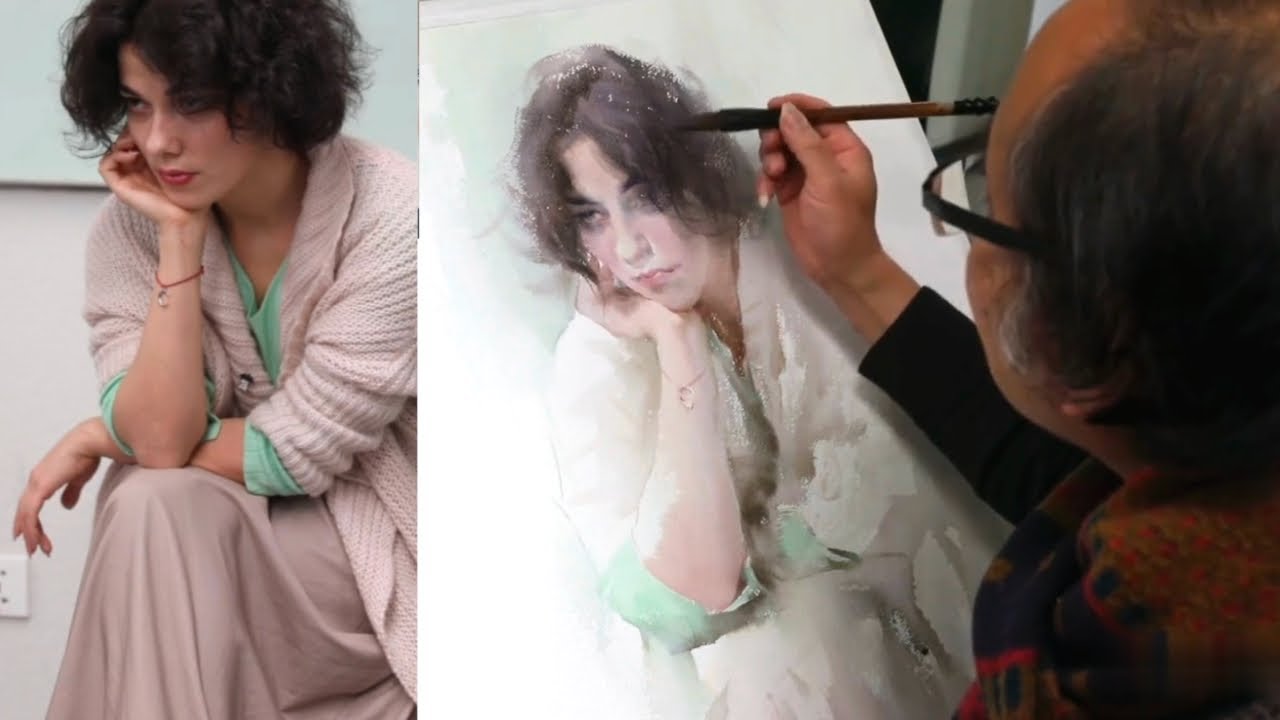 🌟 Watercolor and Portrait Painting from Life Model - YouTube