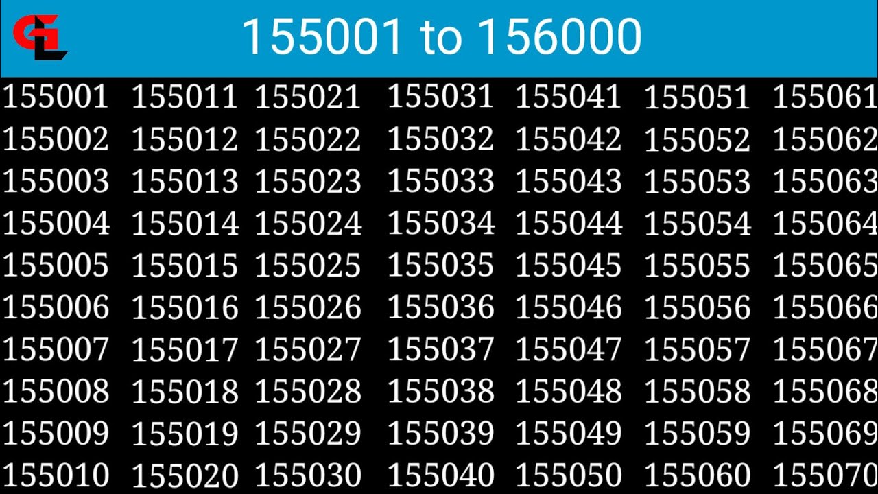 155001 से 156000 numbers सीखे youtube पर ll 155001 to 156000 numbers ll ...