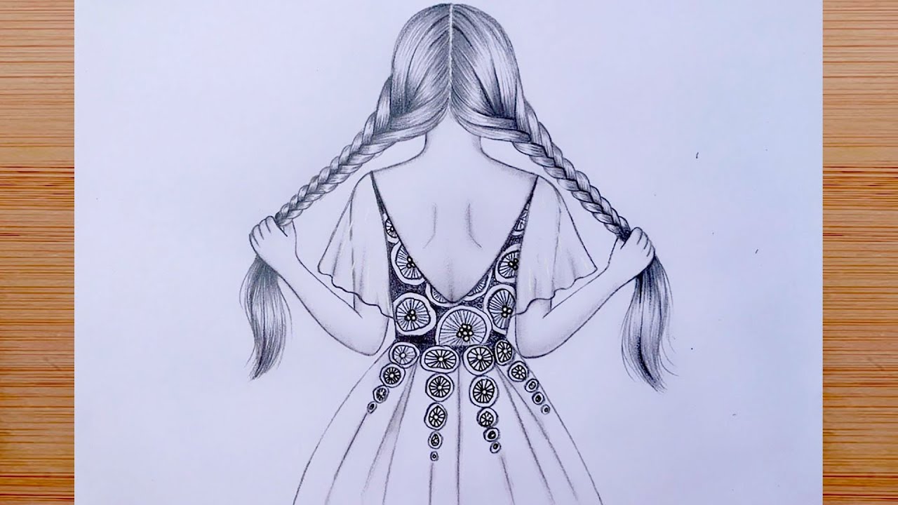 How To Draw A Girl With Double Braided Hairstyle Step By Step Pencil Sketch For Beginners