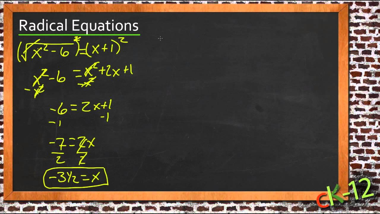 Radical Equations: An Application (Algebra I) - YouTube