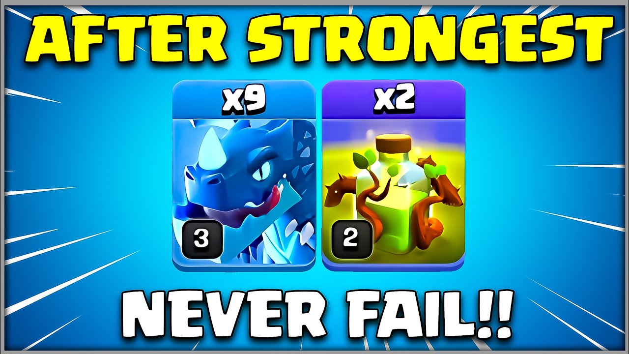 9 x E-Dragon + OverGrowth Spell = Never Fail !! TH12 Strongest Attack ...