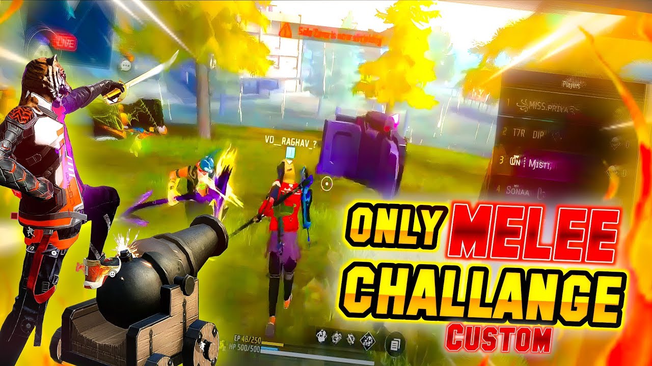 🔥Free fire only Melee weapon⚔️ challange 😂funny custom with ALONEJOKER ...