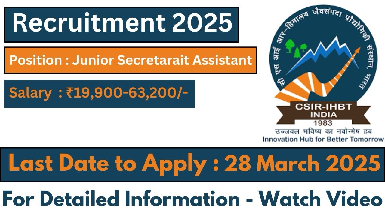 CSIR-IHBT, Palampur || Vacancy out 📣 || Check Eligibility & Apply Now ...