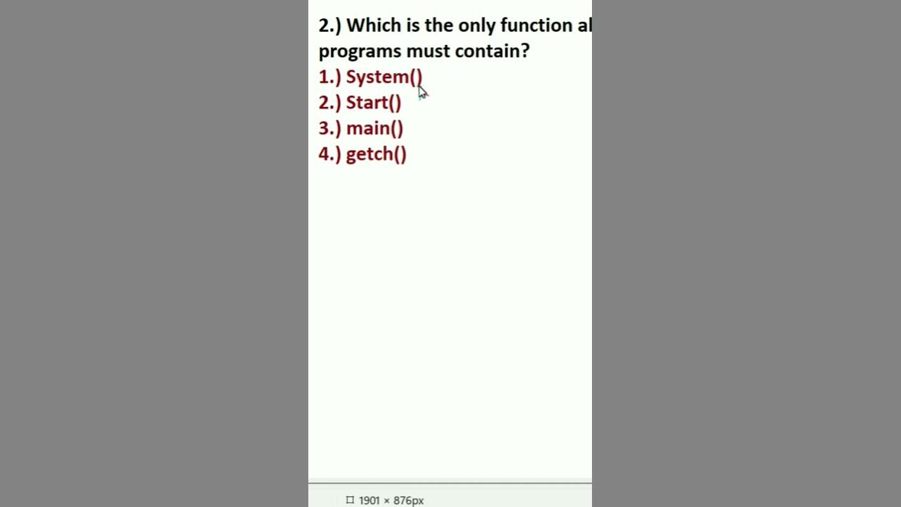 c programming mcqs #2 | #shorts | #mscoder - YouTube