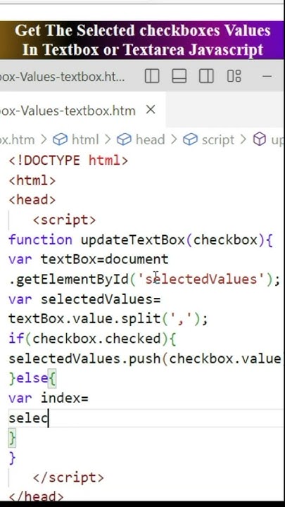 Checkbox Selected Multiple Values In Textbox Javascript HTML -5 - YouTube