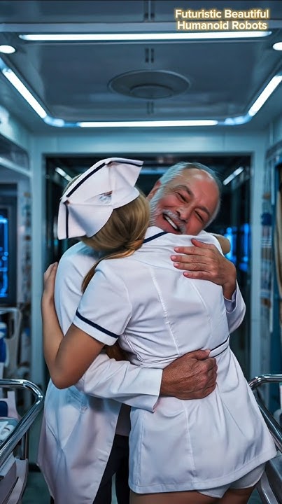 Humanoid Robot Nurse Lucy Jumps with Enthusiasm for Elderly Gentleman in Hospital #shorts - YouTube