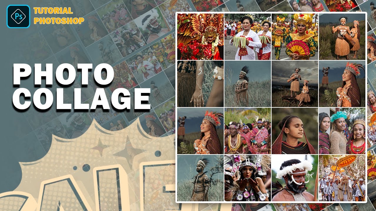 Cara Membuat Photo Collage Di Photoshop - Tutorial Photoshop - YouTube