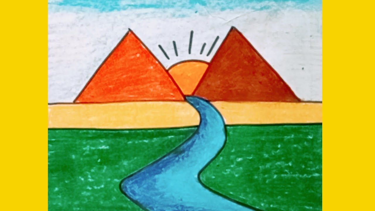 Very Easy Hill Scenery Drawing For Beginners | How To Draw Easy Hill ...