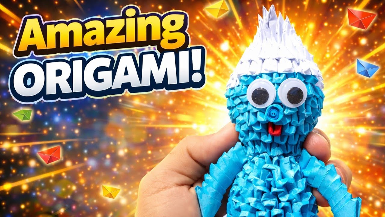 How to Make a 3D Origami Smurf | Easy Paper Smurf Tutorial - YouTube