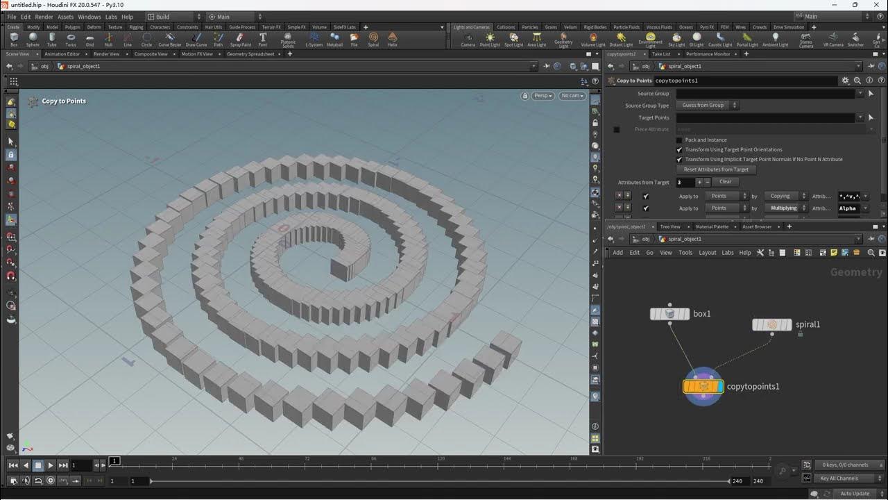 Box | Spiral | Copy to Points | Houdini - YouTube