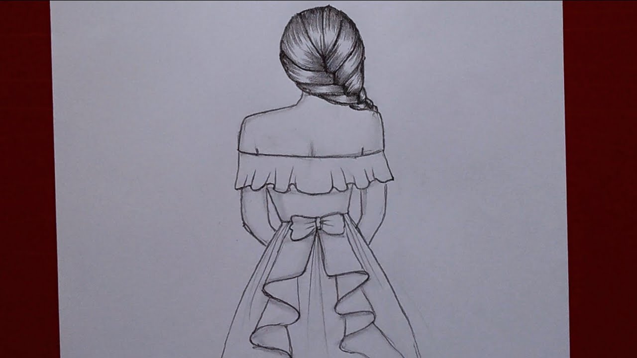 Easy way to draw a girl backside sketch for beginners || pencil sketch ...