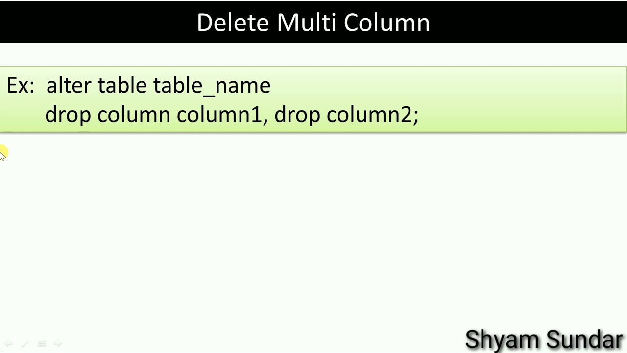 Delete Column By Using Alter Command YouTube Delete Column By Using Alter Command YouTube