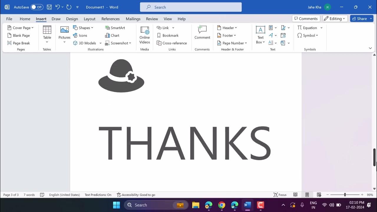 How to insert womens hat symbol in word - YouTube