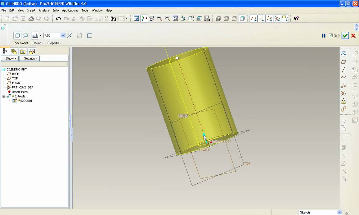 PRO ENGINEER TUTORIAL 2 CILINDRO - YouTube