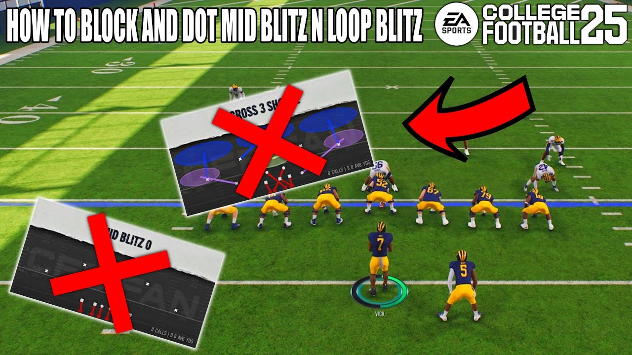 HOW TO BLOCK, DOT UP MID BLITZ AND THE LOOP BLITZ IN CFB 25 - YouTube