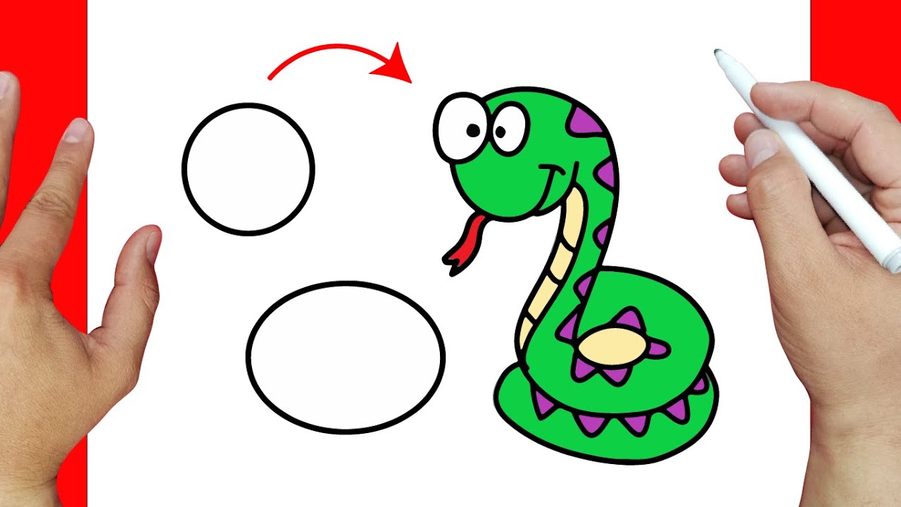 Cómo dibujar una serpiente paso a paso | Dibujos fáciles - YouTube