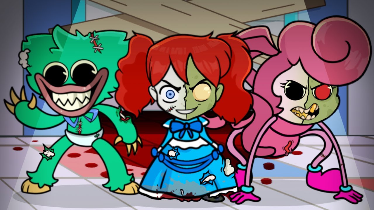 ZOMBIE HUGGY WUGGY, POPPY and MOMMY LONG LEGS - Cartoon Animation ...