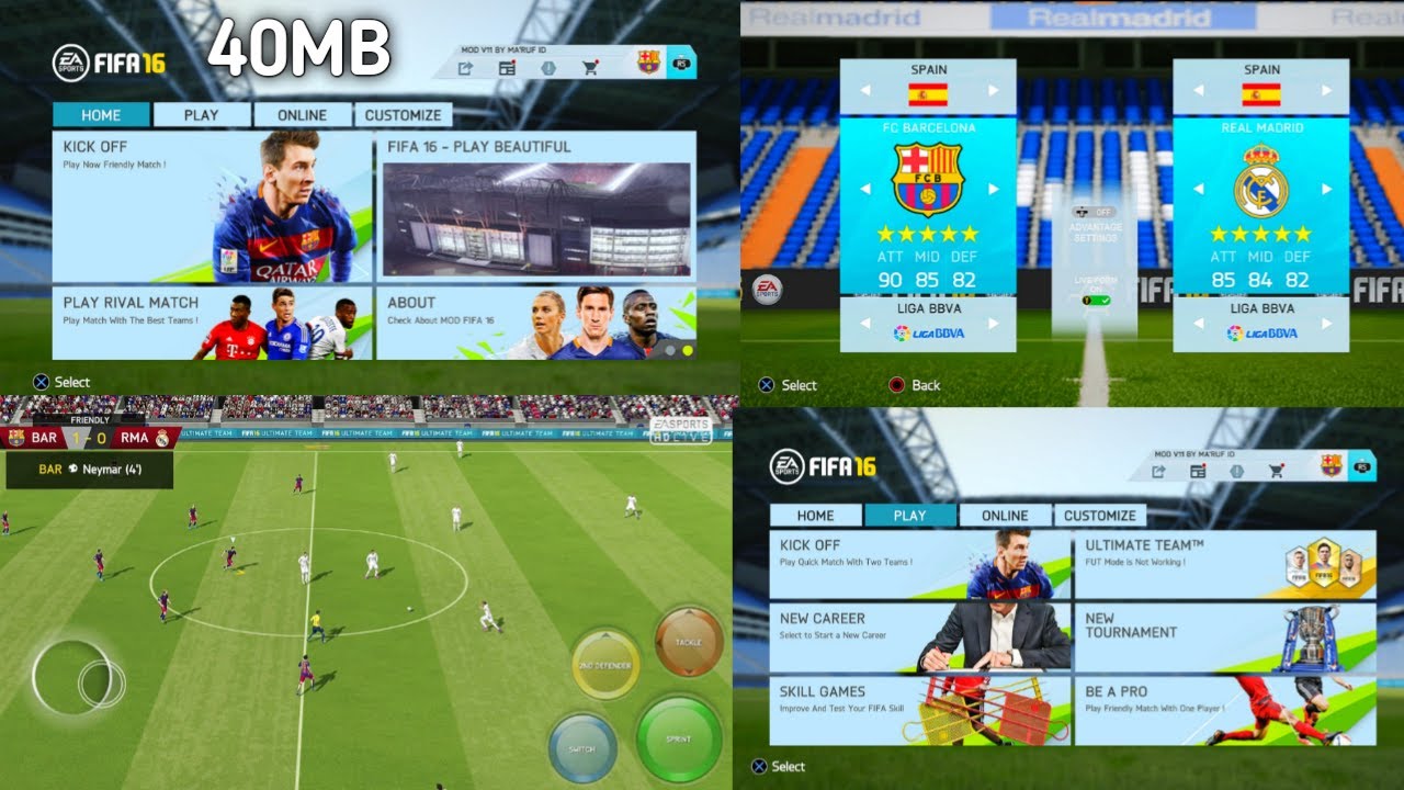 FIFA 16 MOBILE ORIGINAL ANDROID OFFLINE ALL TOURNAMENTS MODE UPDATE NEW ...