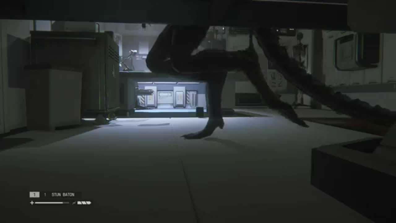 hiding from the alien in Alien: Isolation - YouTube