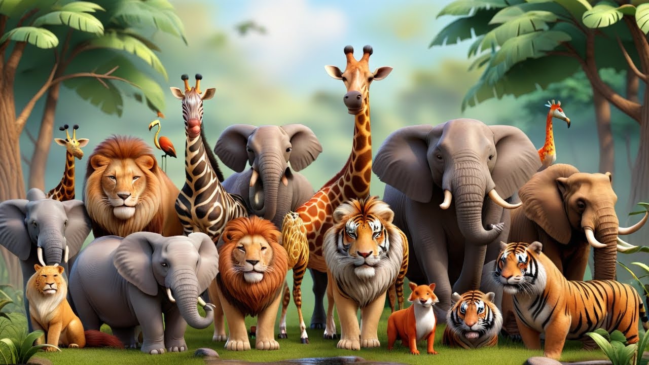 Cute Cartoon Animal Sounds Compilation; Wolf, Camel, Dog, Pig, Chicken ...