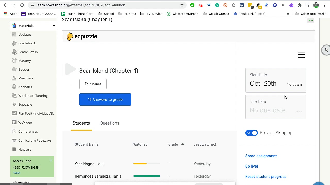Resetting Student Progress in EdPuzzle - YouTube