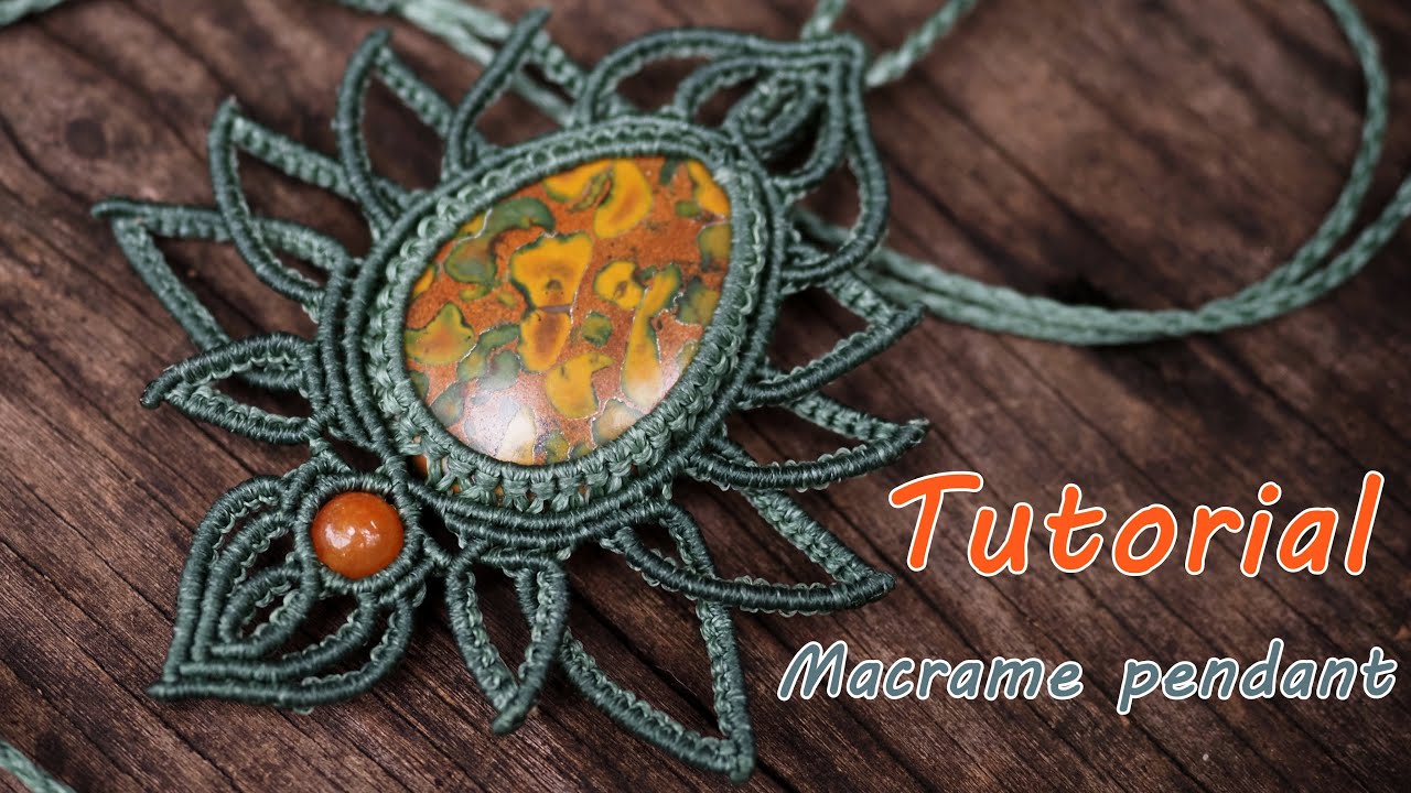 Tutorial macrame knot pendant-Wrapped cabochon pendant-Waxed thread necklace-มาคราเม่เชือกเทียน ...