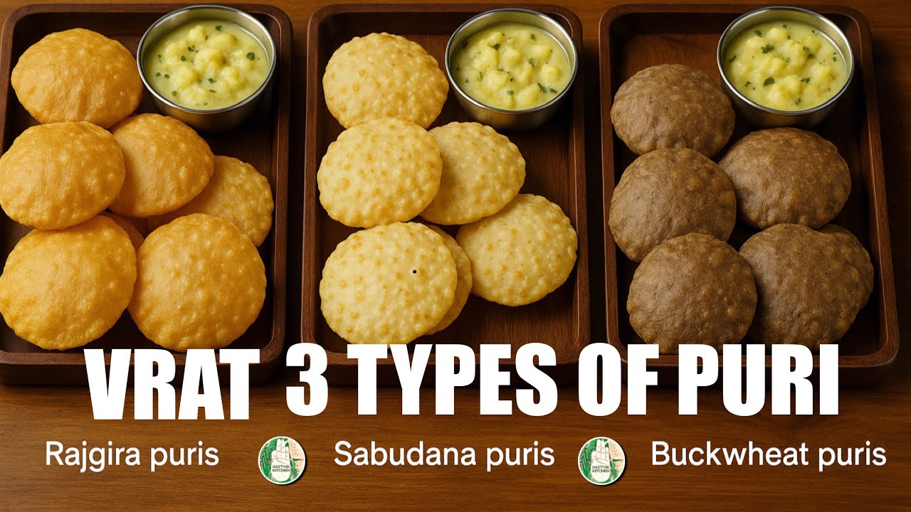 Vrat Farali 3 Types of Puri | Quick fasting Meal recipe | Vrat Aloo ...