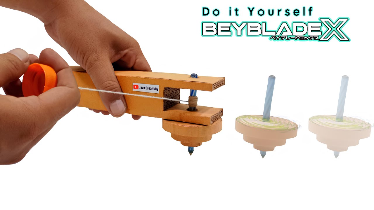 How To Make Beyblade With Cardboard | DIY Beyblade Launcher Spinning ...