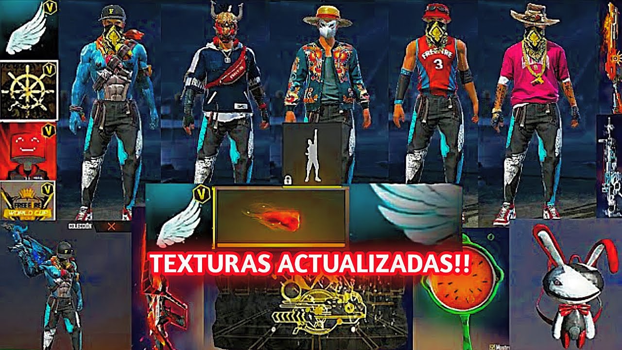 EL MEJOR!! PACK DE TEXTURAS FREE FIRE ACTUALIZADO 3D 🇧🇷l ROPA, EMOTES ...