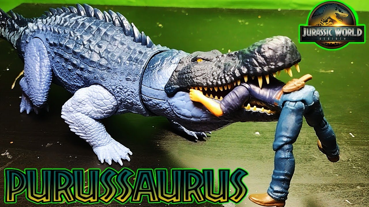 jurassic world rebirth gigantic thrashers purussaurus toy review - YouTube