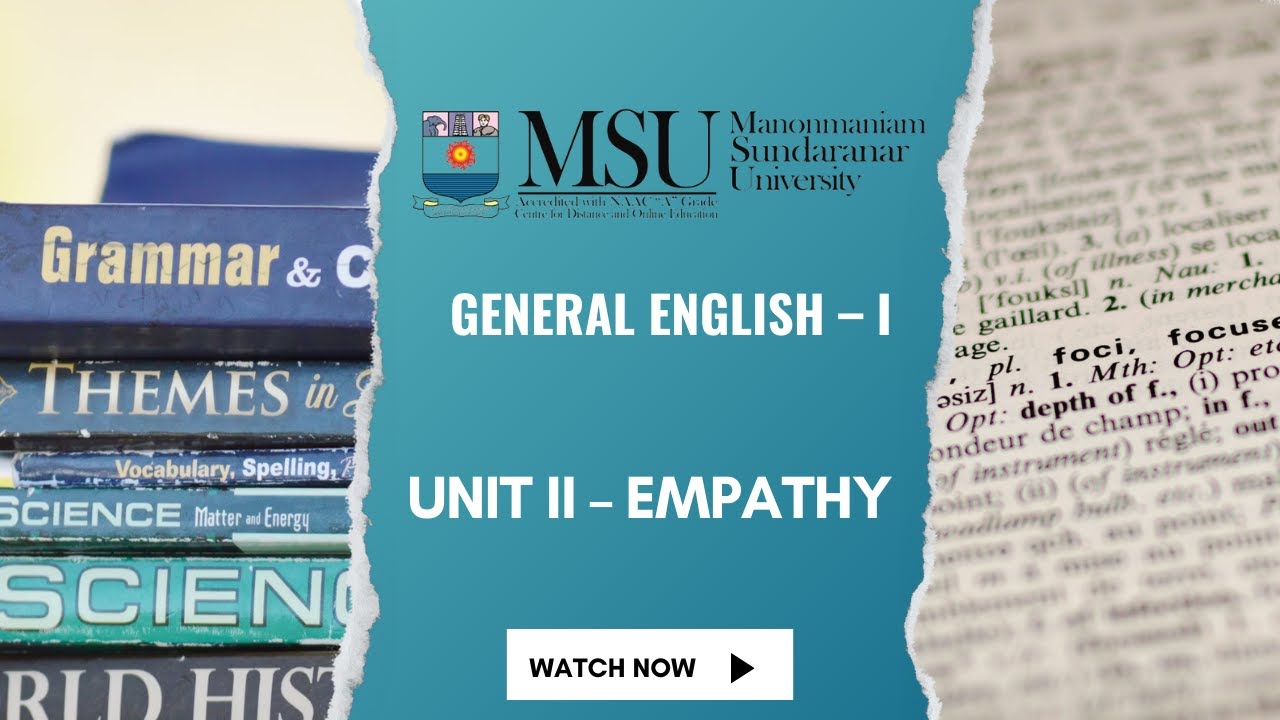 GENERAL ENGLISH - UNIT II – EMPATHY [SHORT STORY] - YouTube