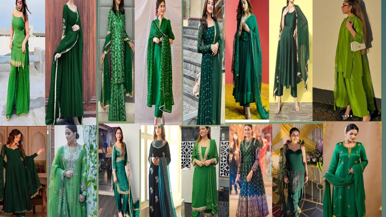 Most stylish and beautiful green 🟢color suits design|Peacock color ...