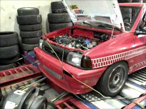 turbo bp festiva dyno 9psi 194hp - YouTube