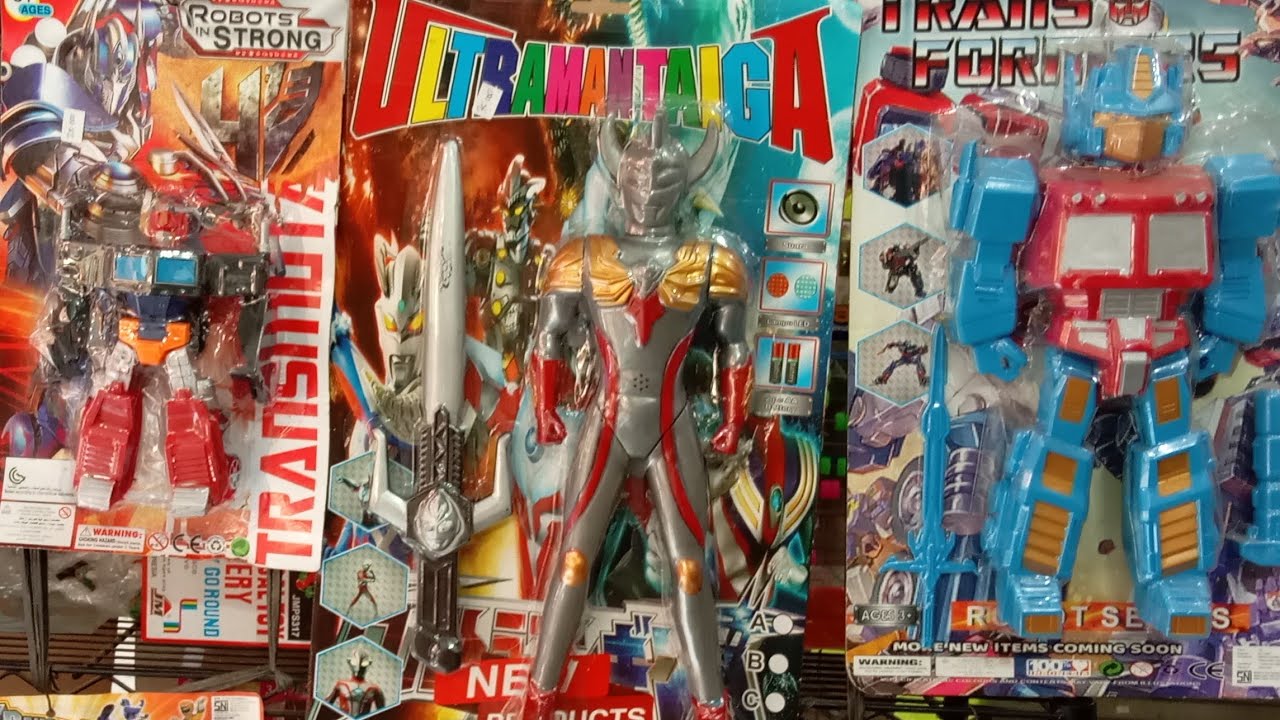 Review robot nyala ultramen dan transformers yang harga nya murah - YouTube