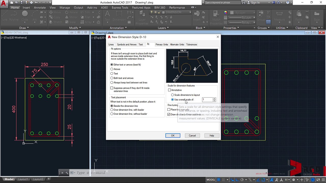Beam Detail - pt5 (Introduction to Dimension in AutoCAD) - YouTube