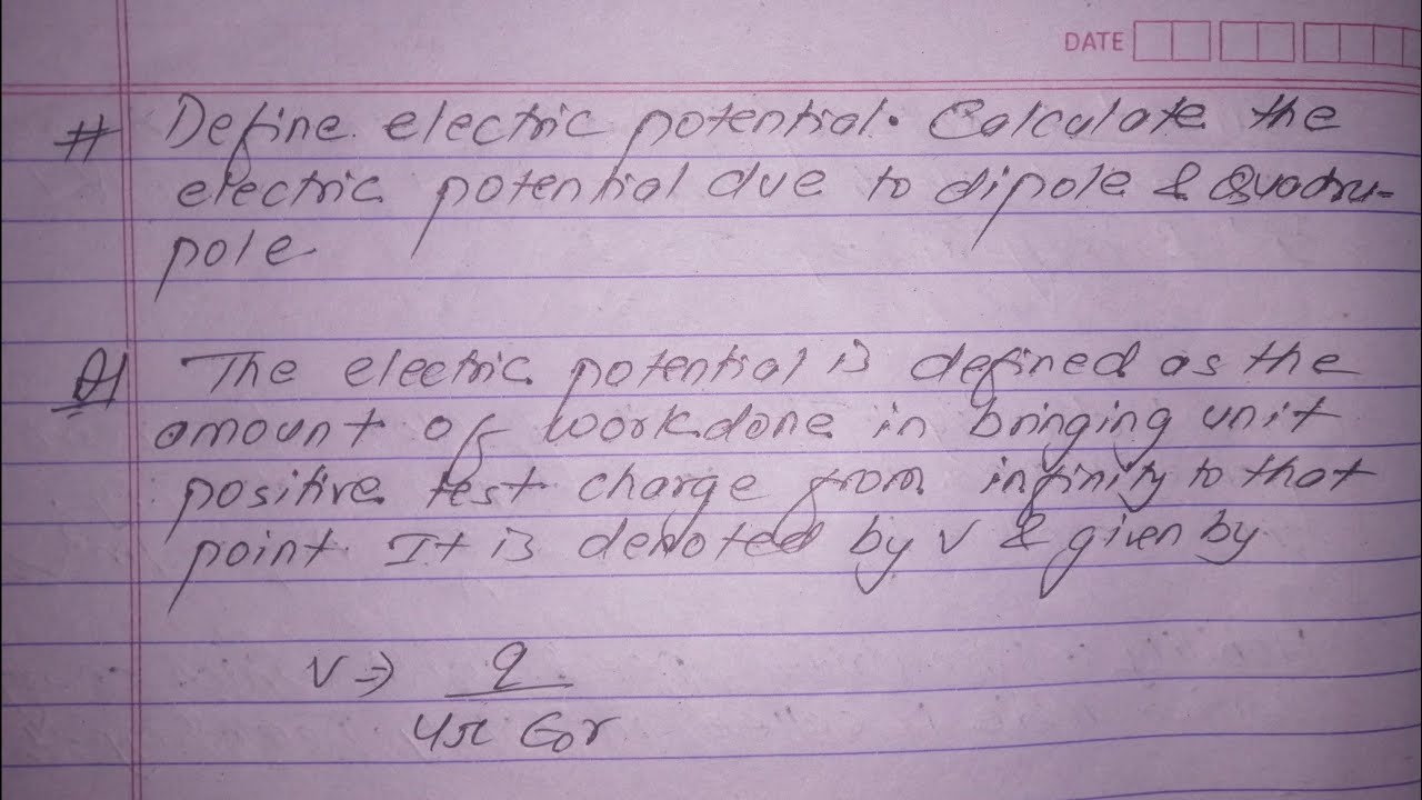 Calculate the electric potential due to Dipole and Quadrupole ...