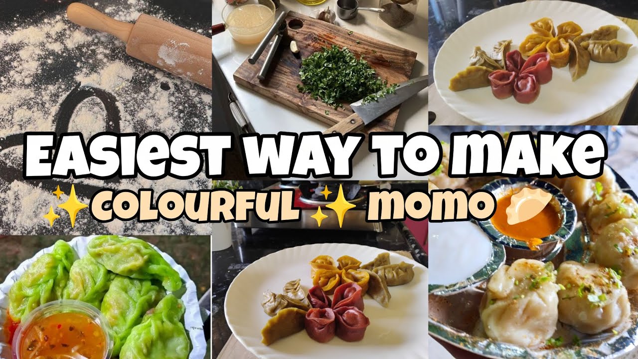 Easiest way to make colourful momo 🥟 - YouTube