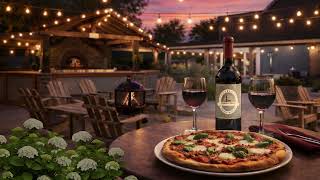 Cozy Sunset Winery Patio Ambience, Wine, Warm Lights & Relaxing Evening Vibes
