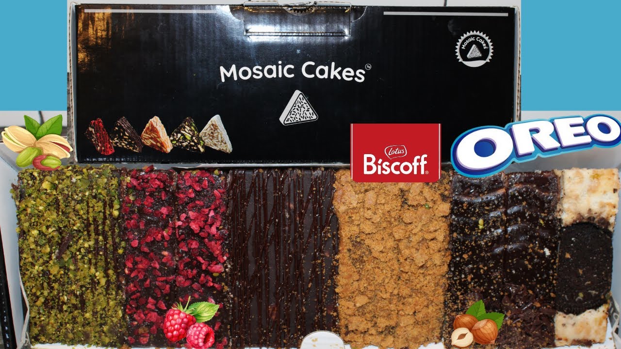 Mosaic Cakes: Pistachio, Raspberry, Double Chocolate, Biscoff, Hazelnut ...