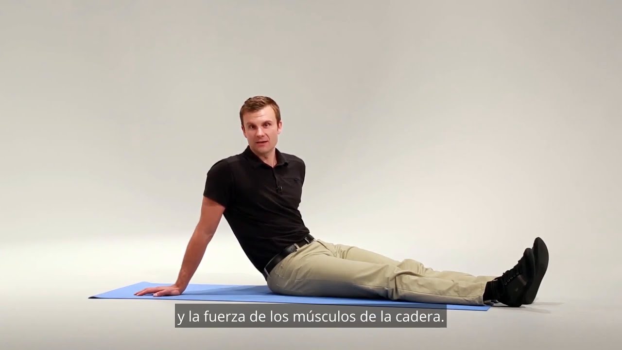 Flexión de cadera en decúbito lateral con la pierna afectada arriba ...