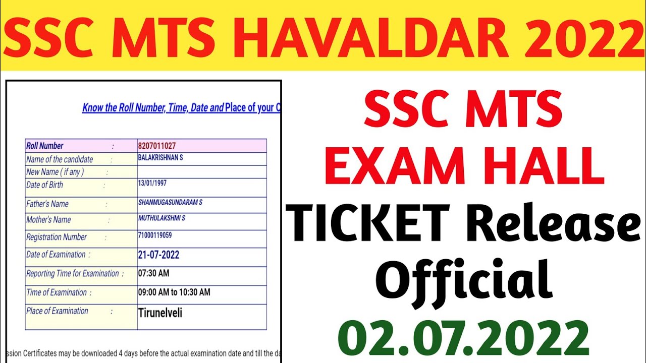 ssc mts hall ticket release 2022 | ssc Exam hall ticket download 2022 ...