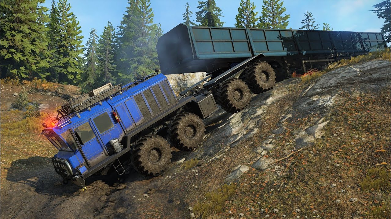 SnowRunner - KZKT-74281 Military Truck 8x8 - Trailer Driving Offroad ...