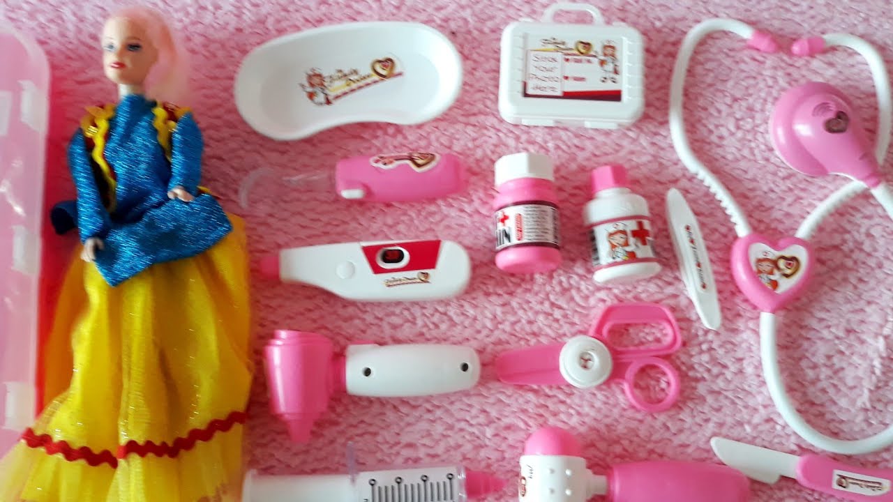 4 minutes satisfying unboxing with pretty / Doctor set Barbie 💋 / ASMR ...