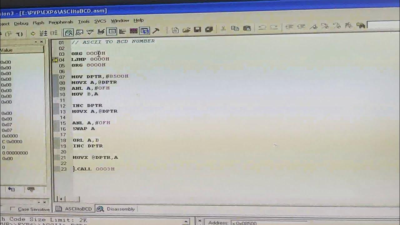 6b-8051 MICROCONTROLLER LAB program-ASCII to Packed BCD NUMBER - YouTube