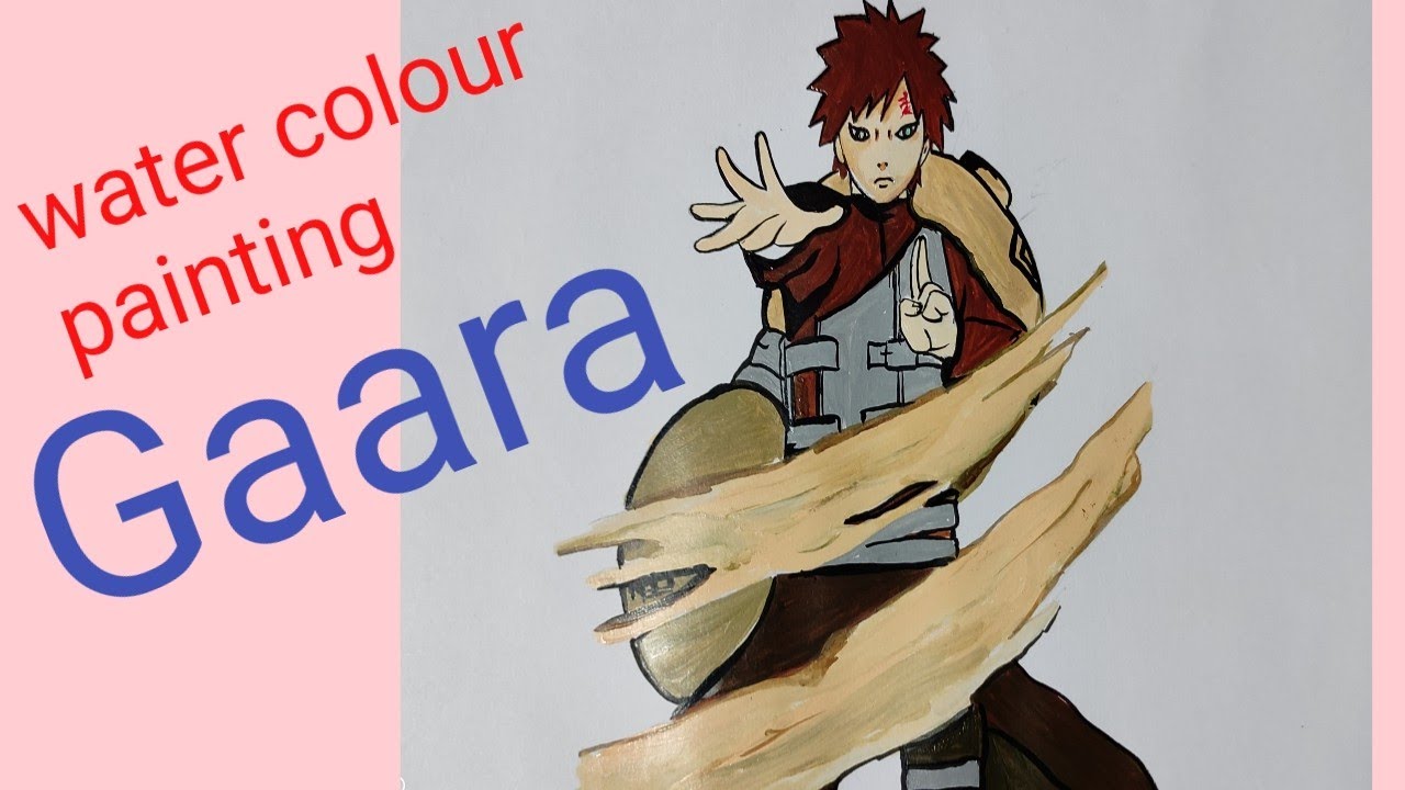 Water colour drawing of gaara //How to paint gaara from naruto// How to ...