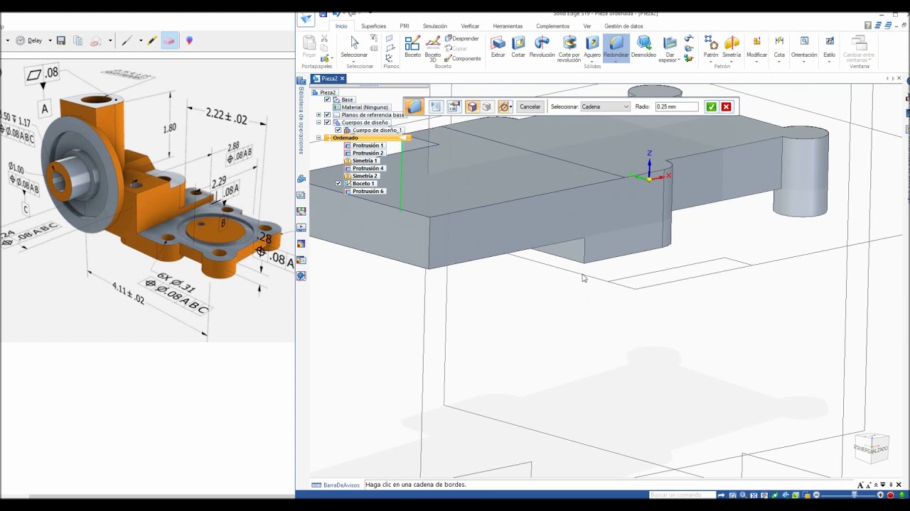 Solid Edge ST. Pieza Solida. Parte 1 de 2 - YouTube