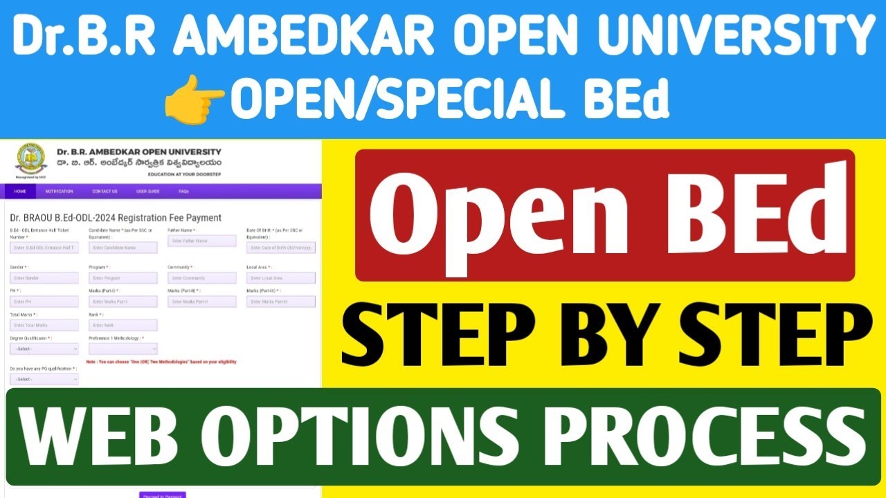 Open BEd Web Options Process in DR BR Ambedkar Open University ...