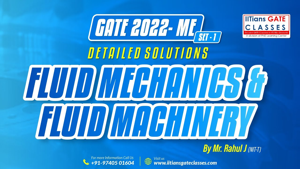 Fluid Mechanics & Fluid Machinery | GATE 2022 ME Set 1 | GATE ME PYQ's ...