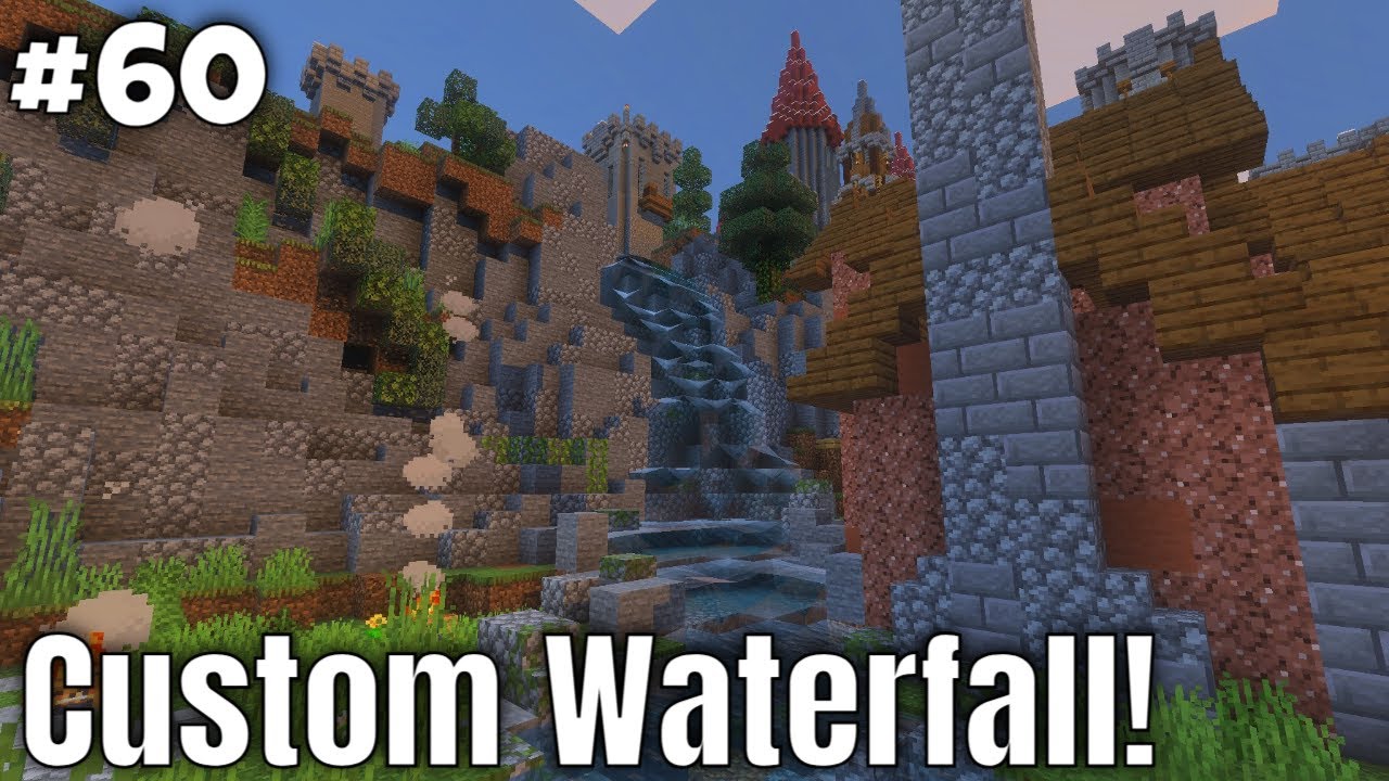 A CUSTOM RIVER AND WATERFALL! - Bedrock Survival 60 [Minecraft | Single ...