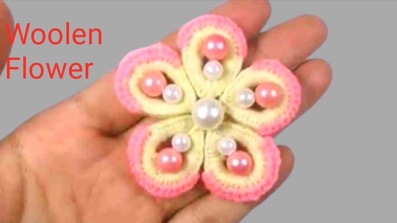 It's so cute,Very unique woolen flower making tutorial with finger ...